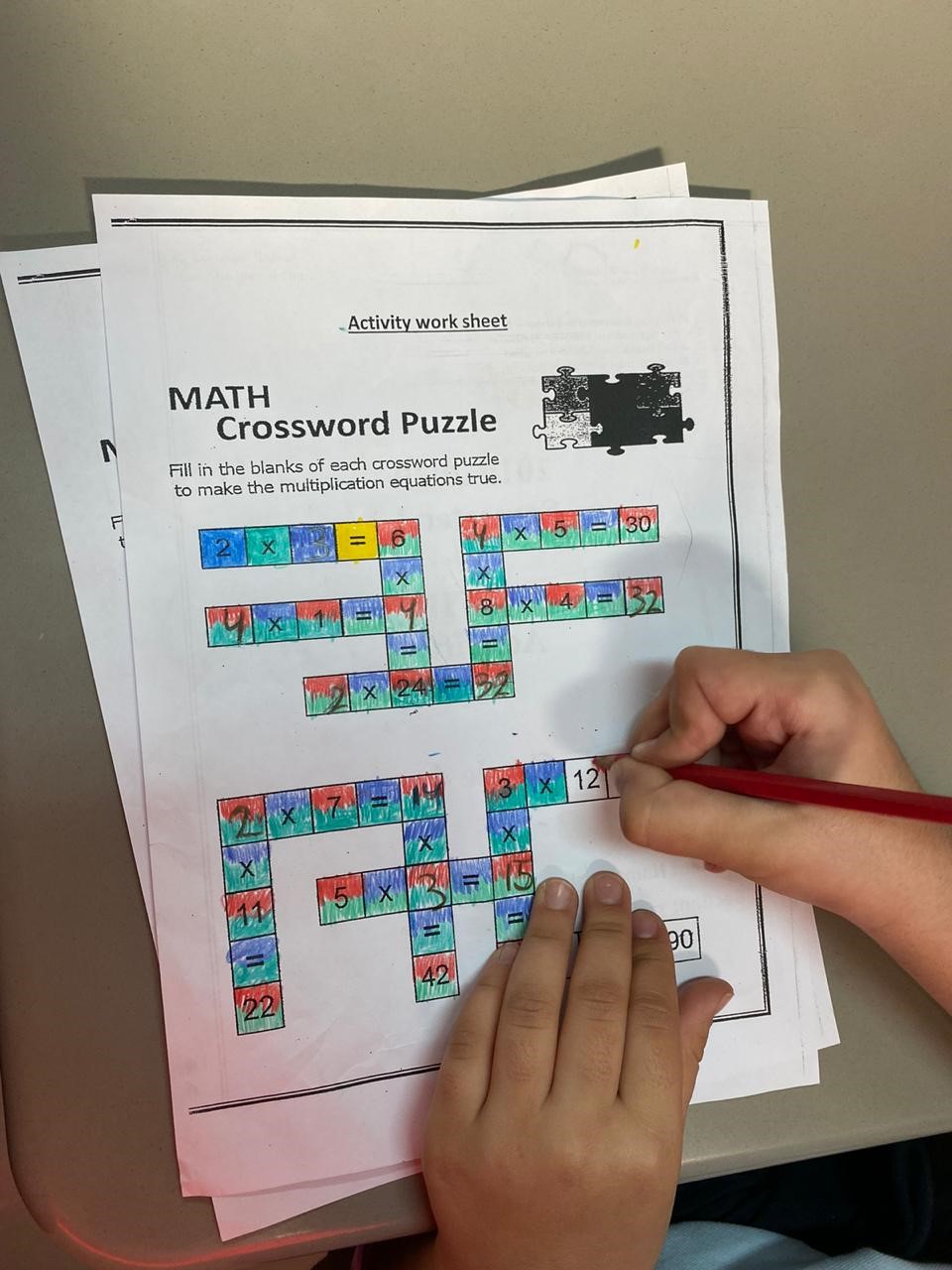 ||Al Hussan International|| Multiplication Puzzle - Grade 4