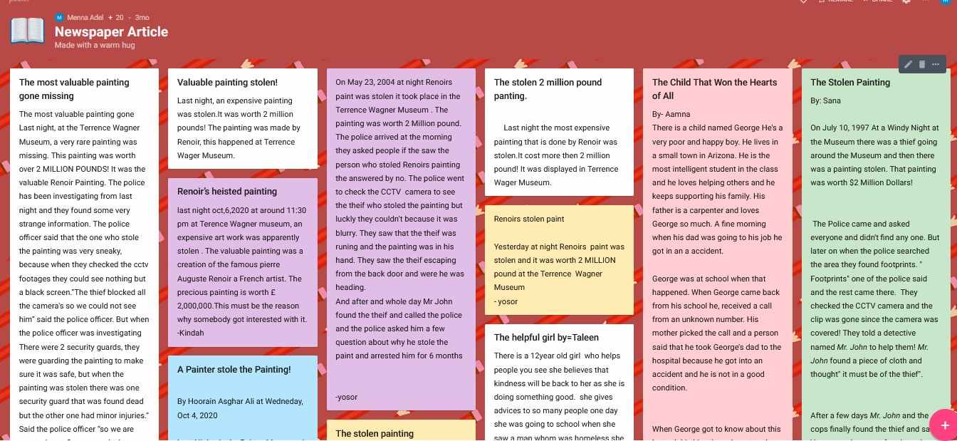 ||Al Hussan International|| Newspaper Article Grade 7